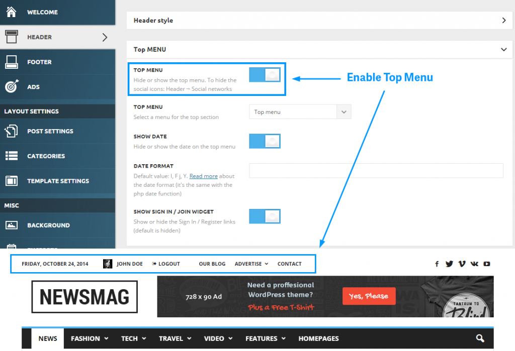 Header Styles - tagDiv support
