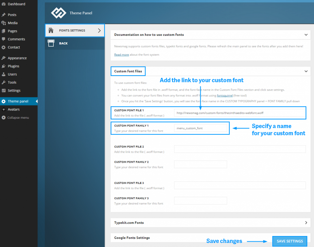 Custom Typography - tagDiv support