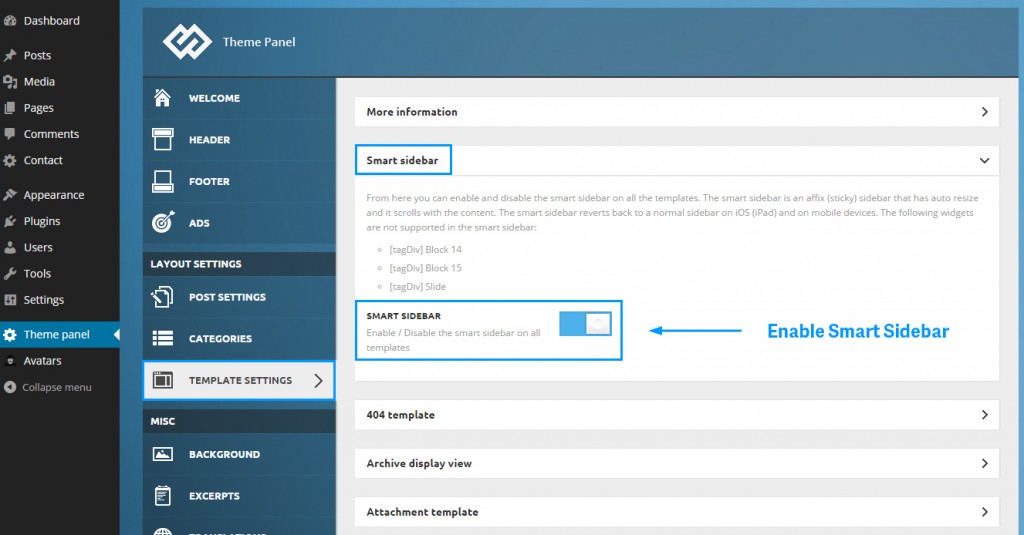 Smart Sidebar - tagDiv support