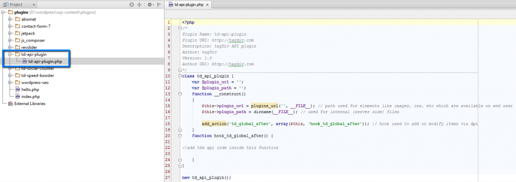 Using the Theme API in plugins - tagDiv support