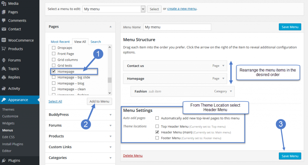 Newspaper Theme Documentation: How to Build a Main Menu