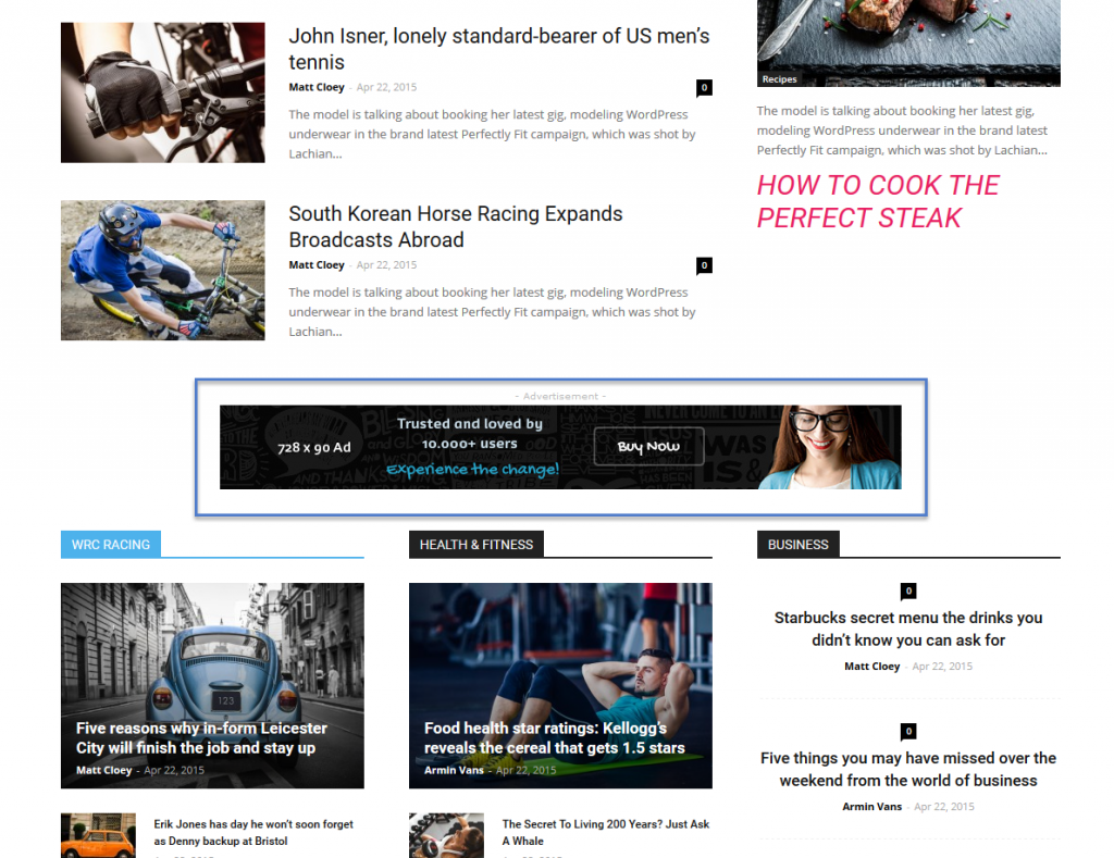 Newspaper Theme Ad System: Custom ad spots
