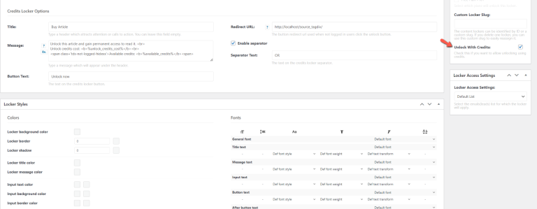 Credit System - tagDiv support