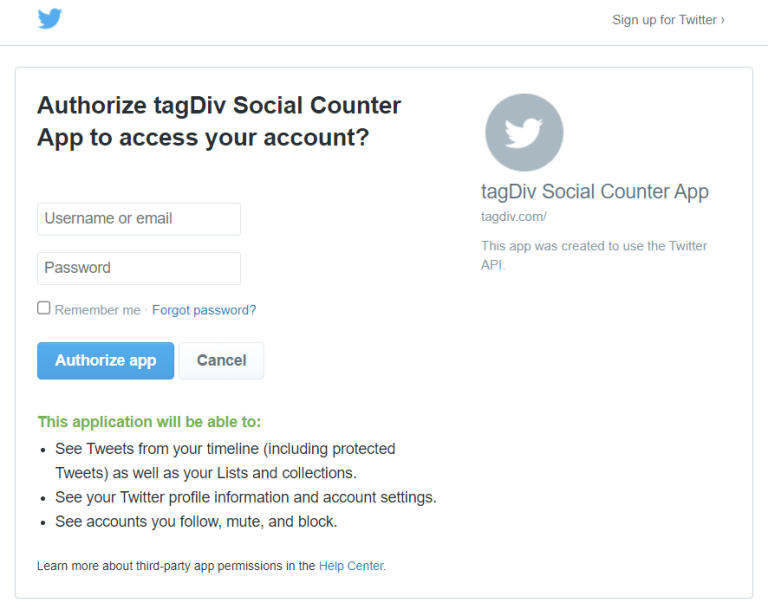 Twitter social counter setup - tagDiv support