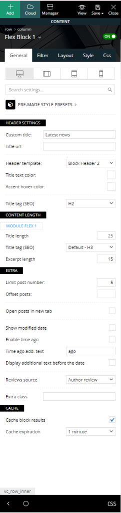 Newspaper Theme Documentation: Flex Block Settings Guide